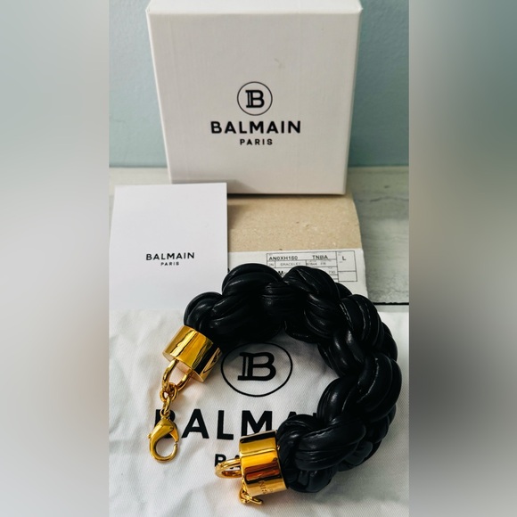 Balmain | Jewelry | Balmain 223 Runway Oversized Woven Leather Bracelet ...